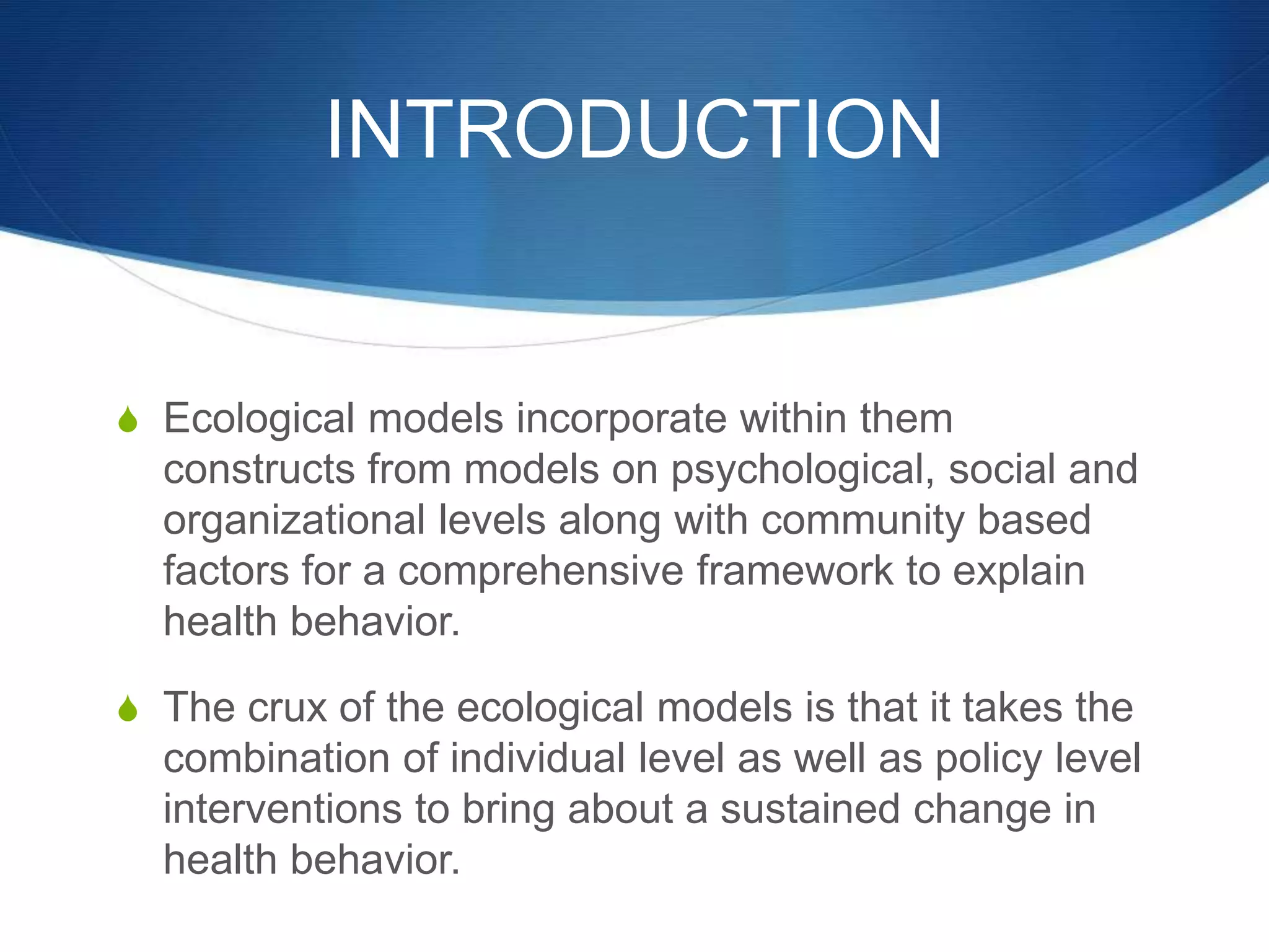 Ecological models of health behavior | PPTX