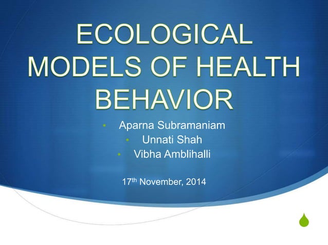 Ecological models of health behavior | PPTX