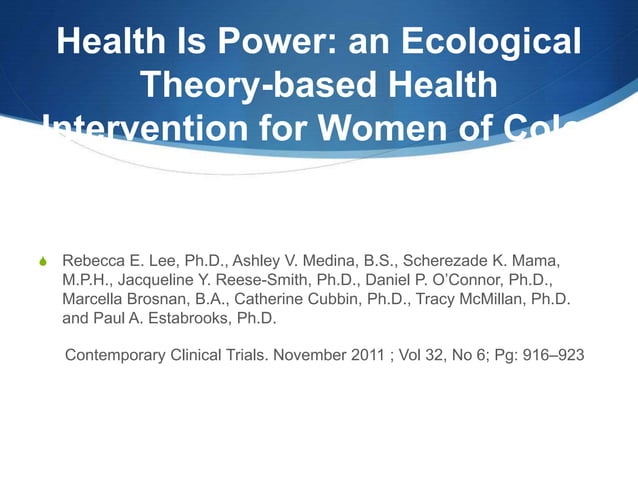 Ecological models of health behavior | PPTX