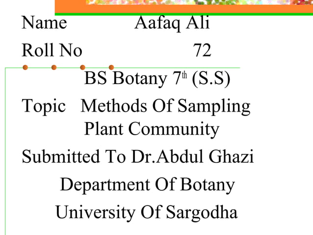 Ecological sampling | PPT | Geography | Science