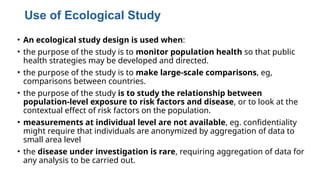 Ecological Study, different types, example, ecological fallacy | PPTX