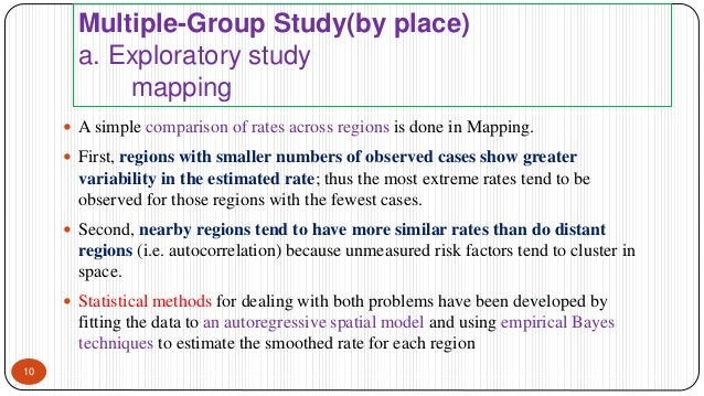 Ecological study design multiple group study and statistical analysis