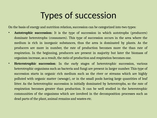 Ecological succession - Types and theories | PPTX