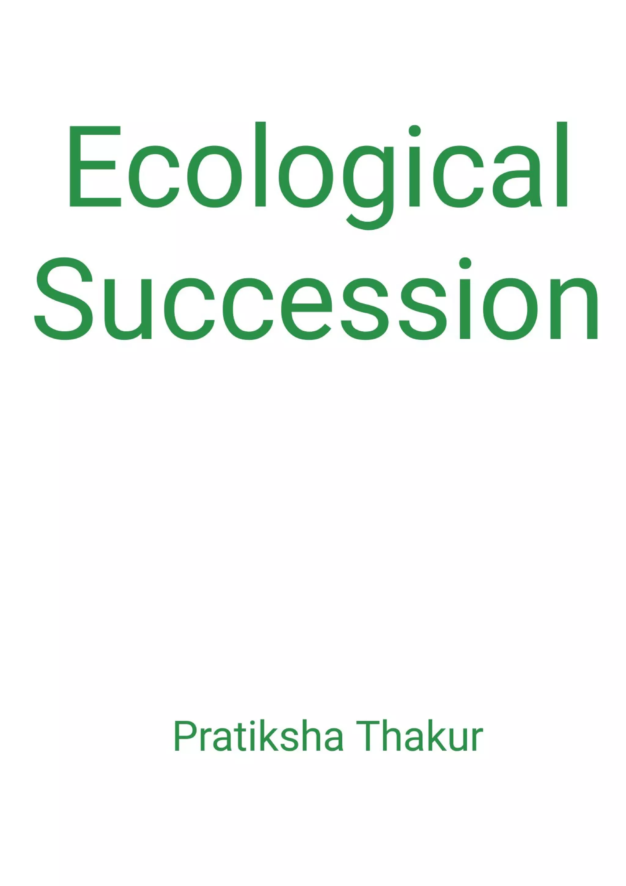 Ecological Succession | PDF