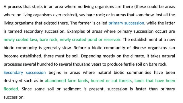 Ecological succession , introduction, ecological succession | PPTX
