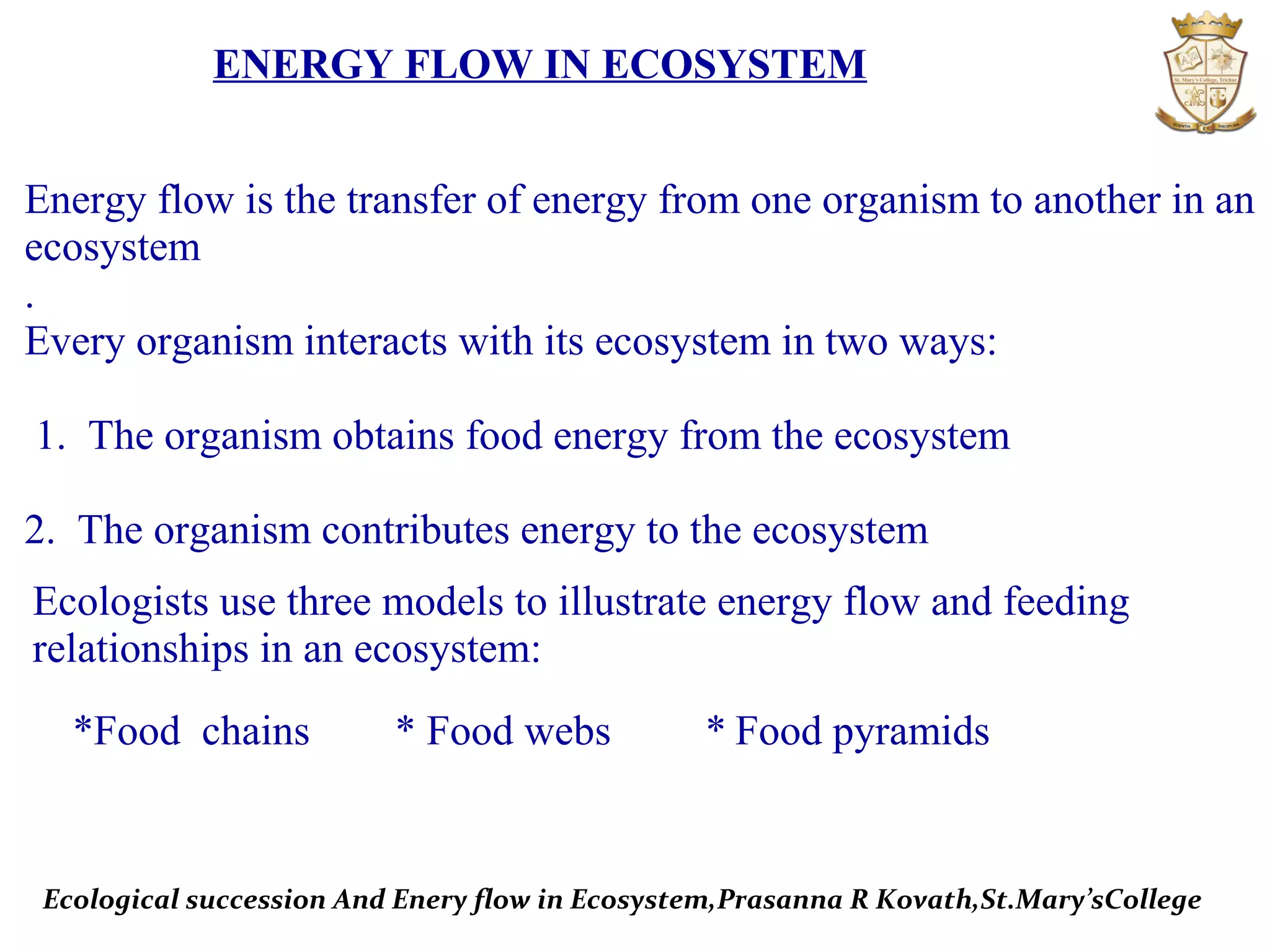 Ecological succession and Energy flow in Ecosystem | PDF