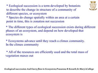 Ecological succession and Energy flow in Ecosystem | PDF