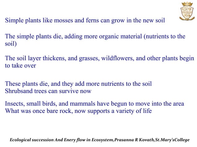 Ecological succession and Energy flow in Ecosystem | PDF