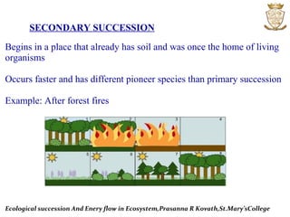 Ecological succession and Energy flow in Ecosystem | PDF