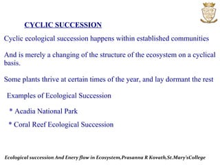 Ecological succession and Energy flow in Ecosystem | PDF