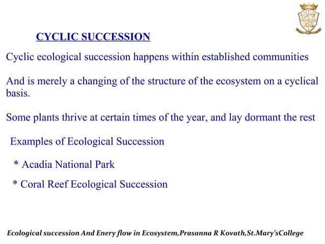 Ecological succession and Energy flow in Ecosystem | PPT
