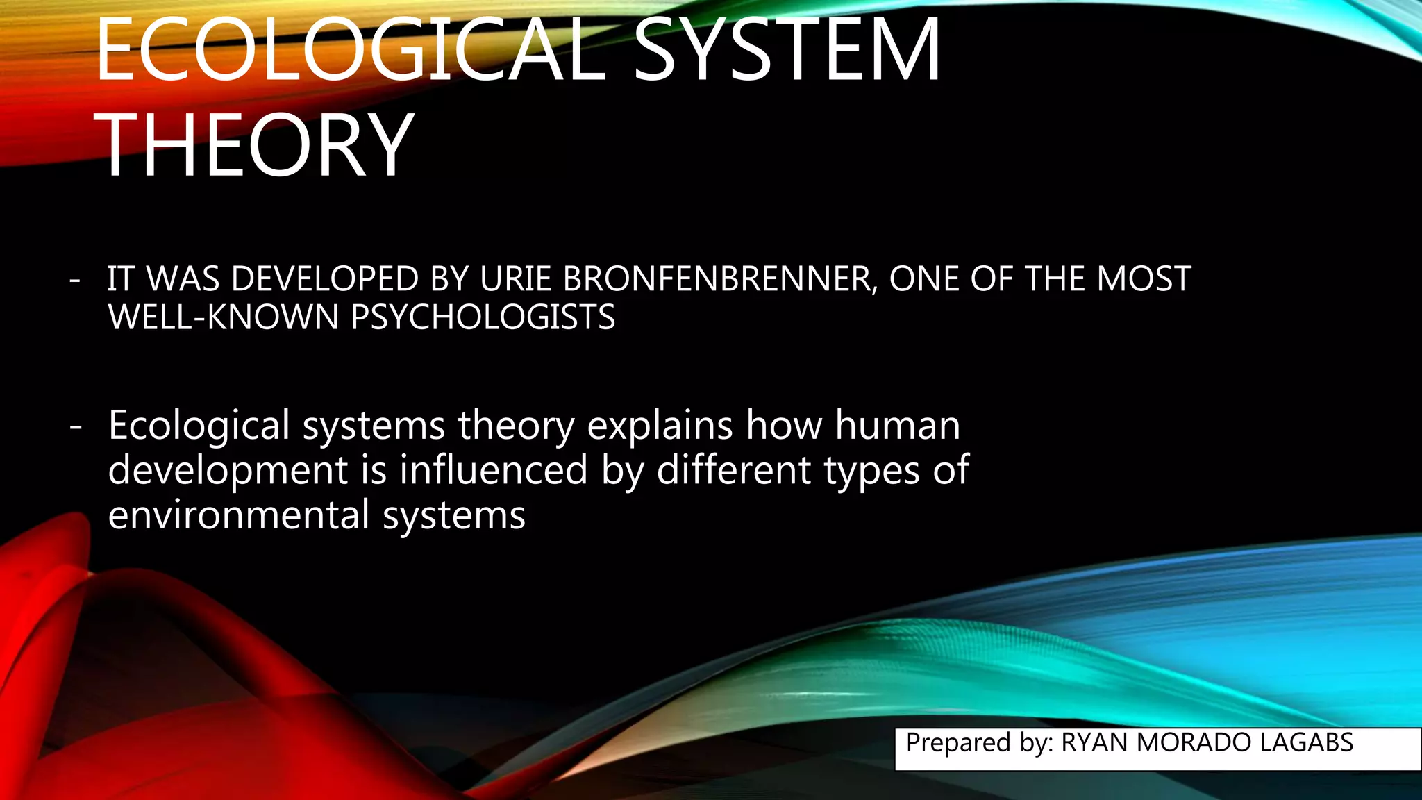 BRONFENBRENNER’S ECOLOGICAL SYSTEM THEORY | PPTX