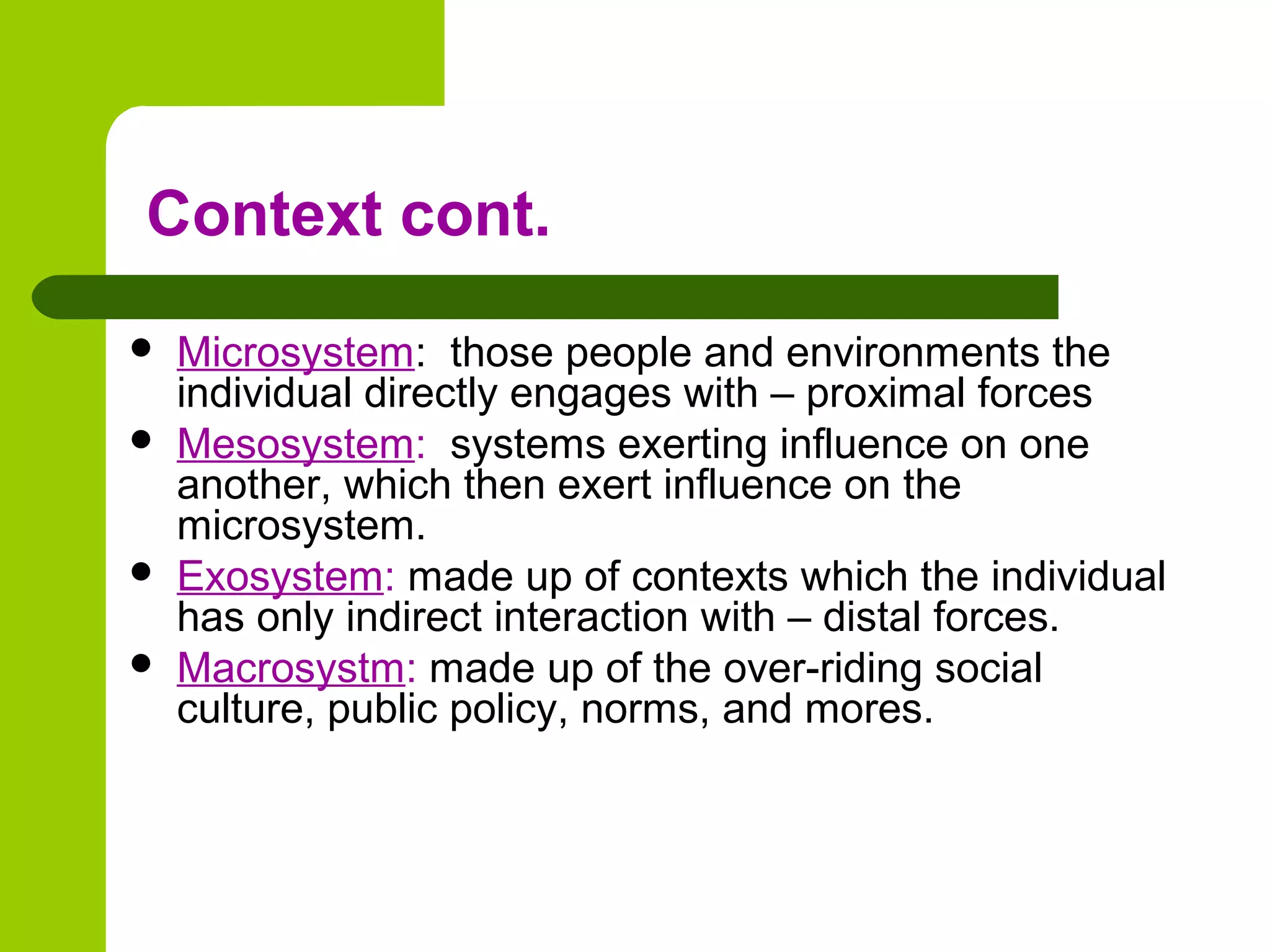 Ecological theory of human development | PPT