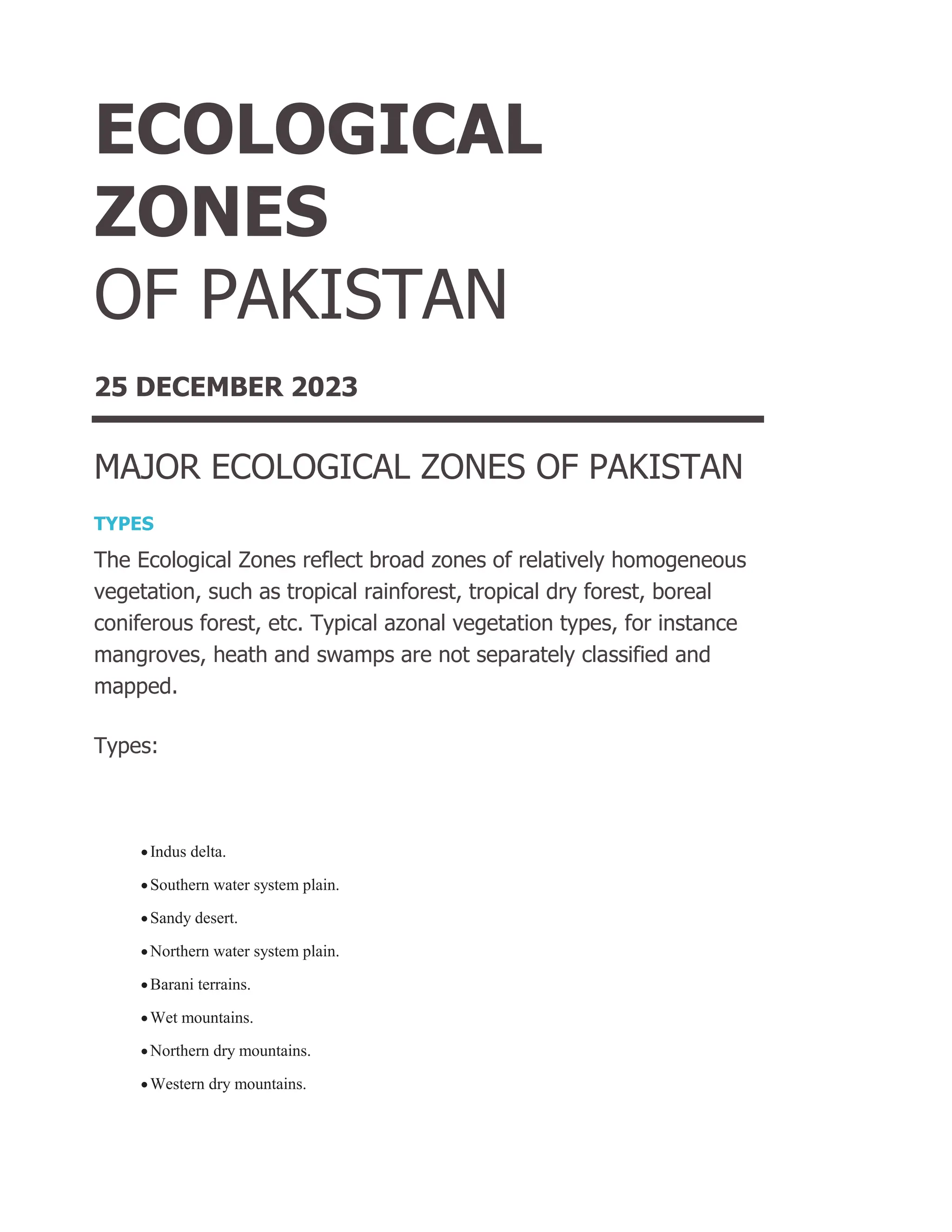 ECOLOGICAL ZONES OF PAKISTAN on basis of land.docx