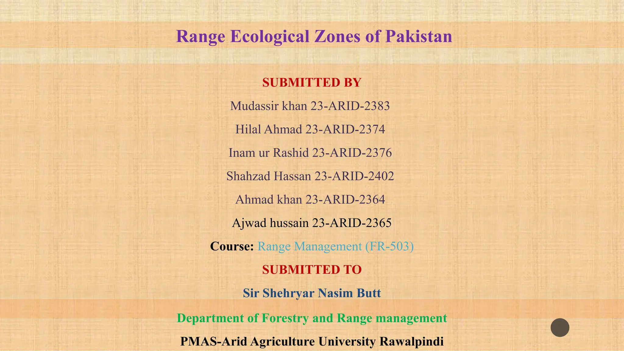 Range Ecological Zones of Pakistan..pptx