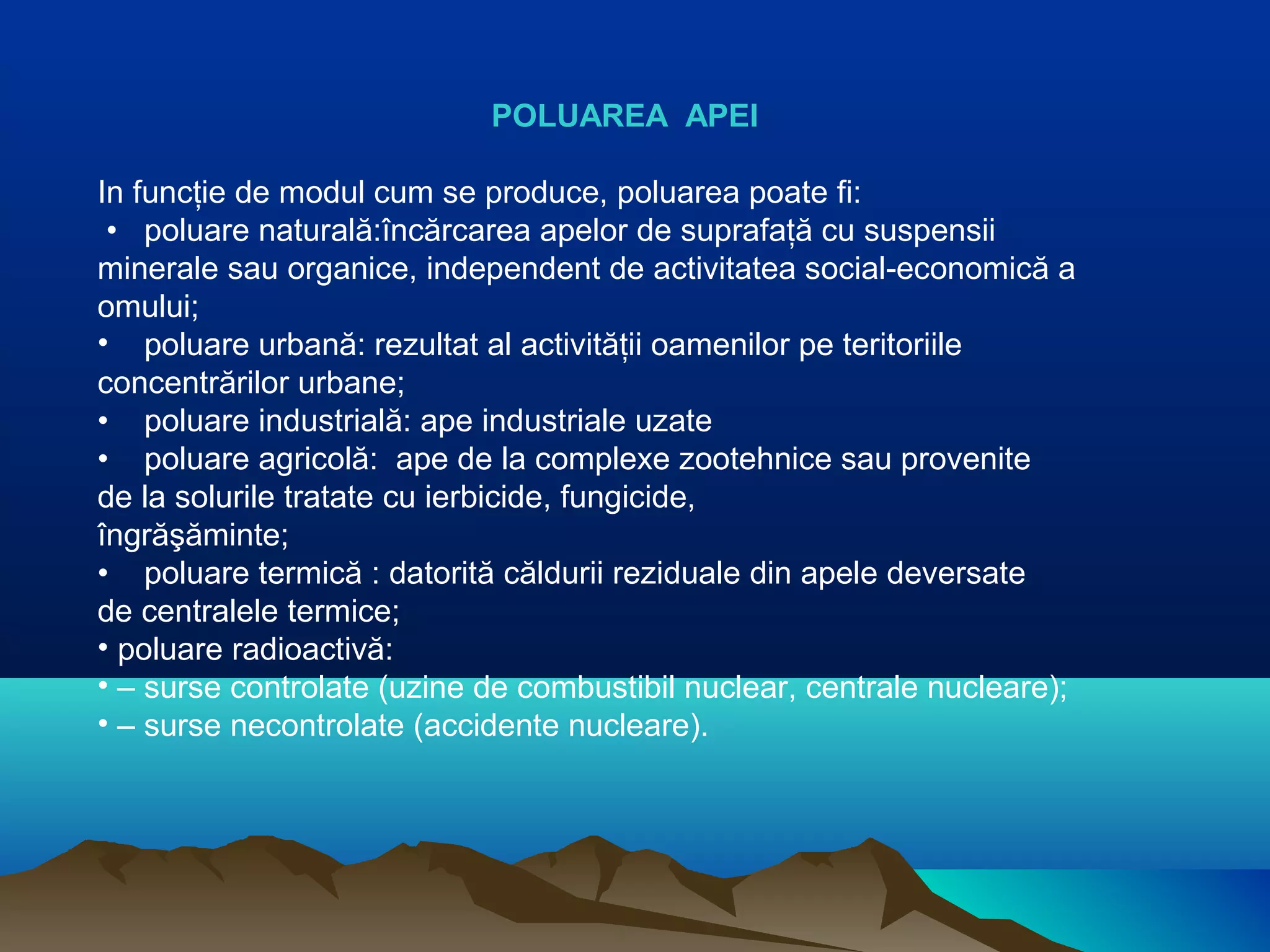 Poluarea aerului, apei, solului | PPT