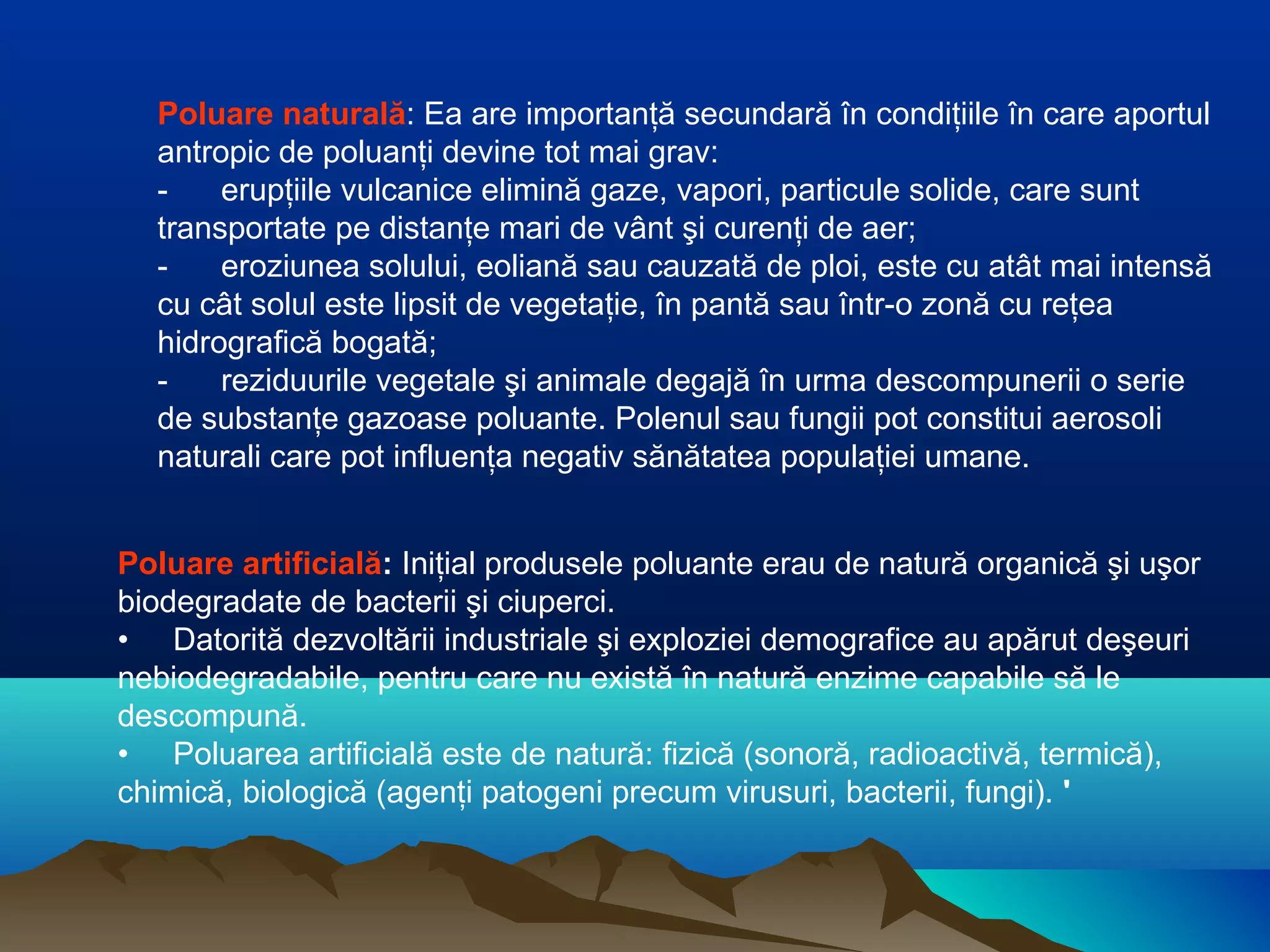 Poluarea aerului, apei, solului | PPT