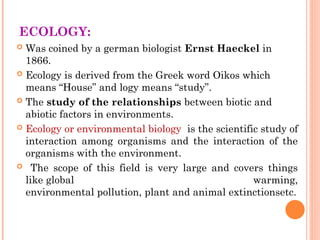 fundamentals of ecology and its importance | PPT