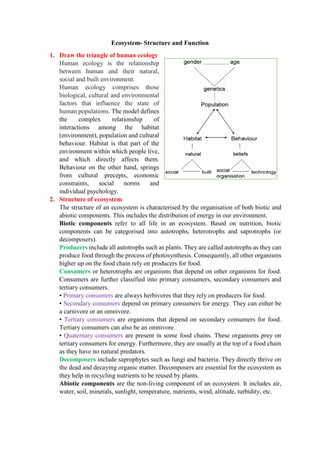 Ecosystem- Structure and Function, Human Ecology | PDF
