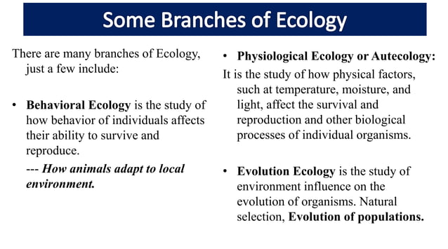 Ecology 407 Organism and their Interaction with their environment ...