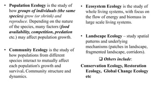 Ecology 407 Organism and their Interaction with their environment | PPTX