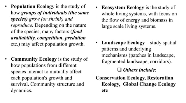 Ecology 407 Organism and their Interaction with their environment ...
