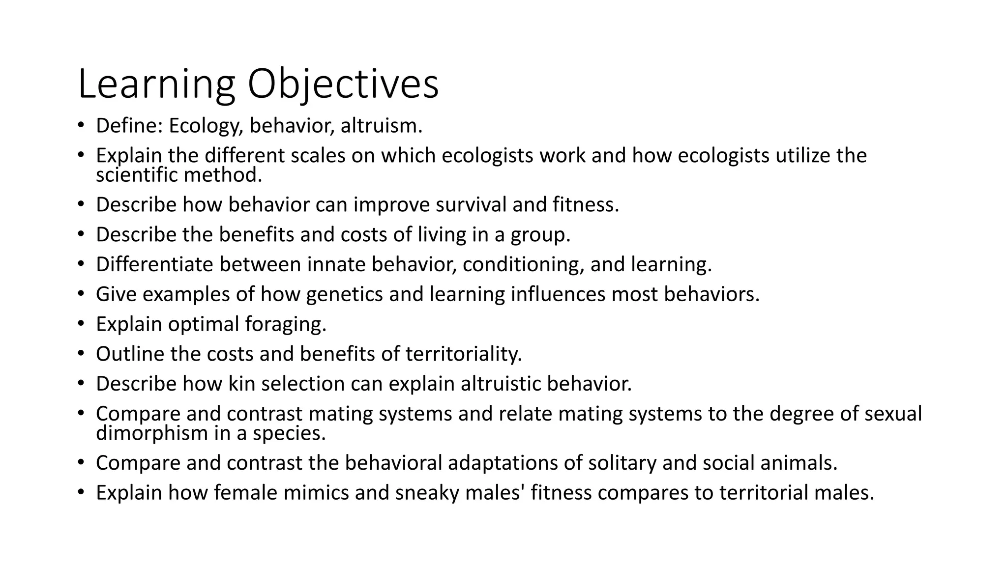Ecology and animal behavior | PPTX | Genetics | Science