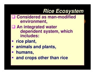 Ecology and biodiversity of agriculturally important rice field ...