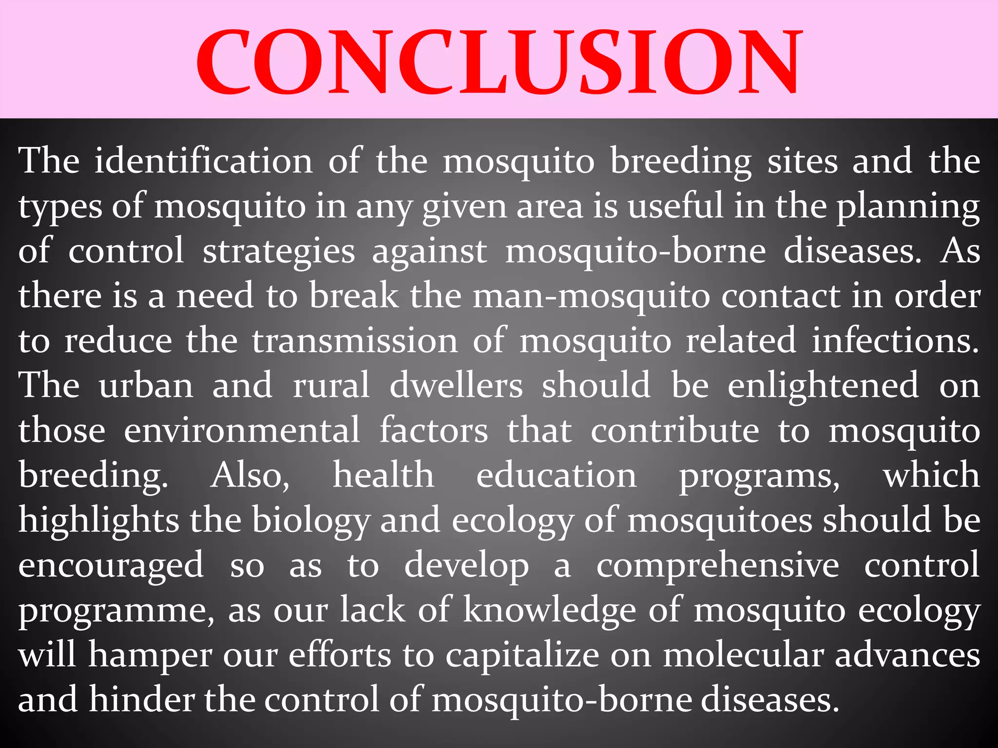 Ecology and control of mosquito | PPTX