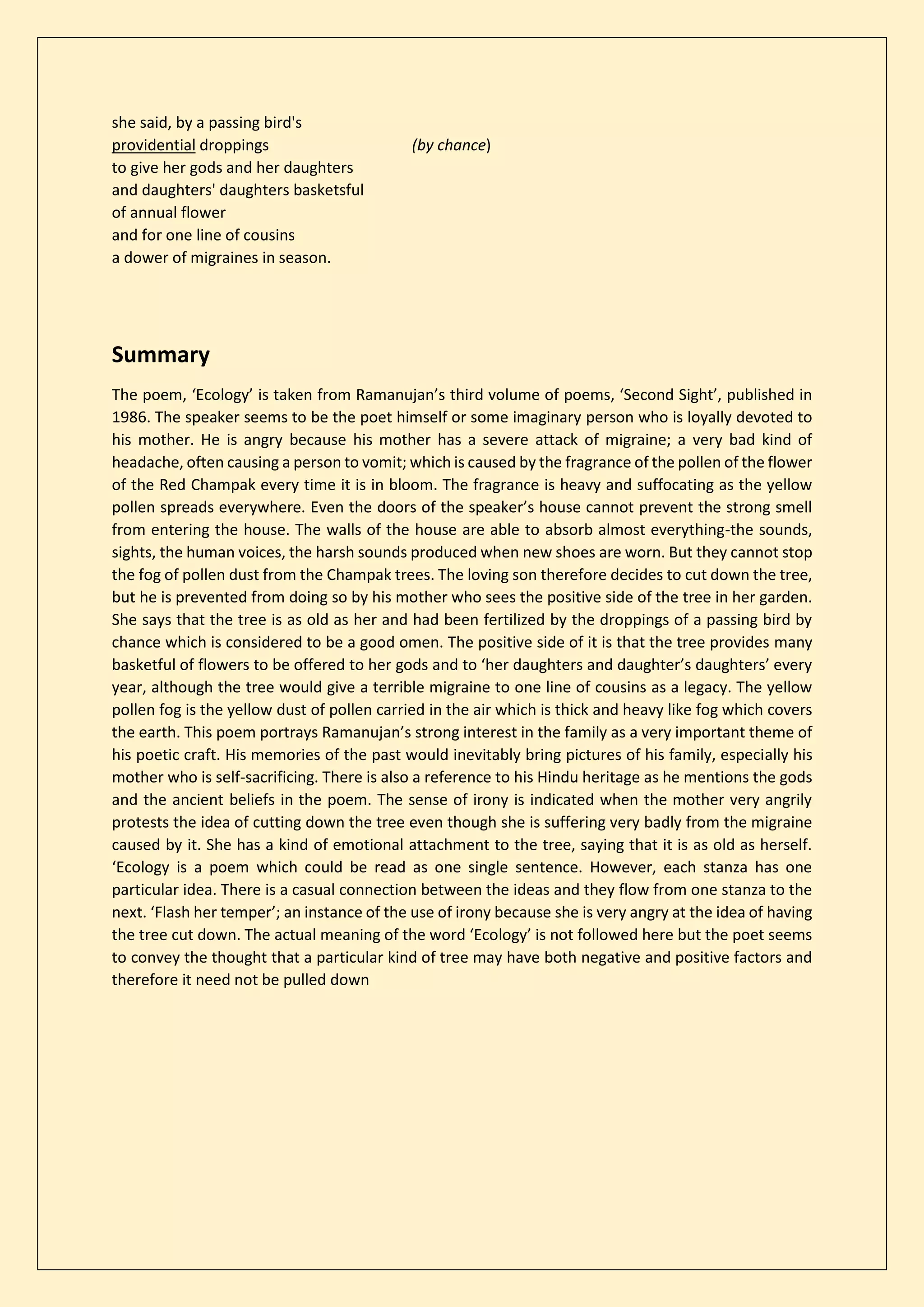 Ecology by A K Ramanujan.docx