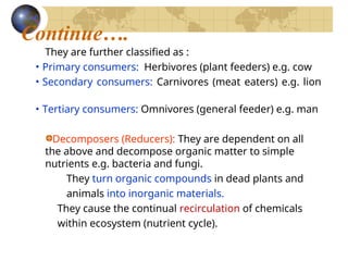 Ecology & Ecosystem The study of interactions between organisms and ...