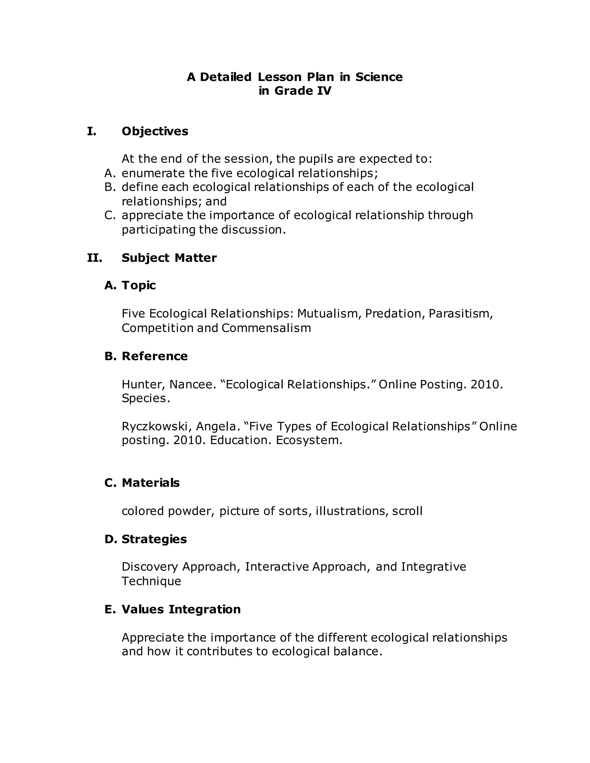 Ecology Lesson Plan | DOCX