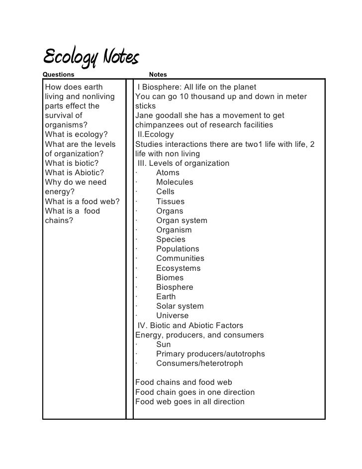 Ecology notes