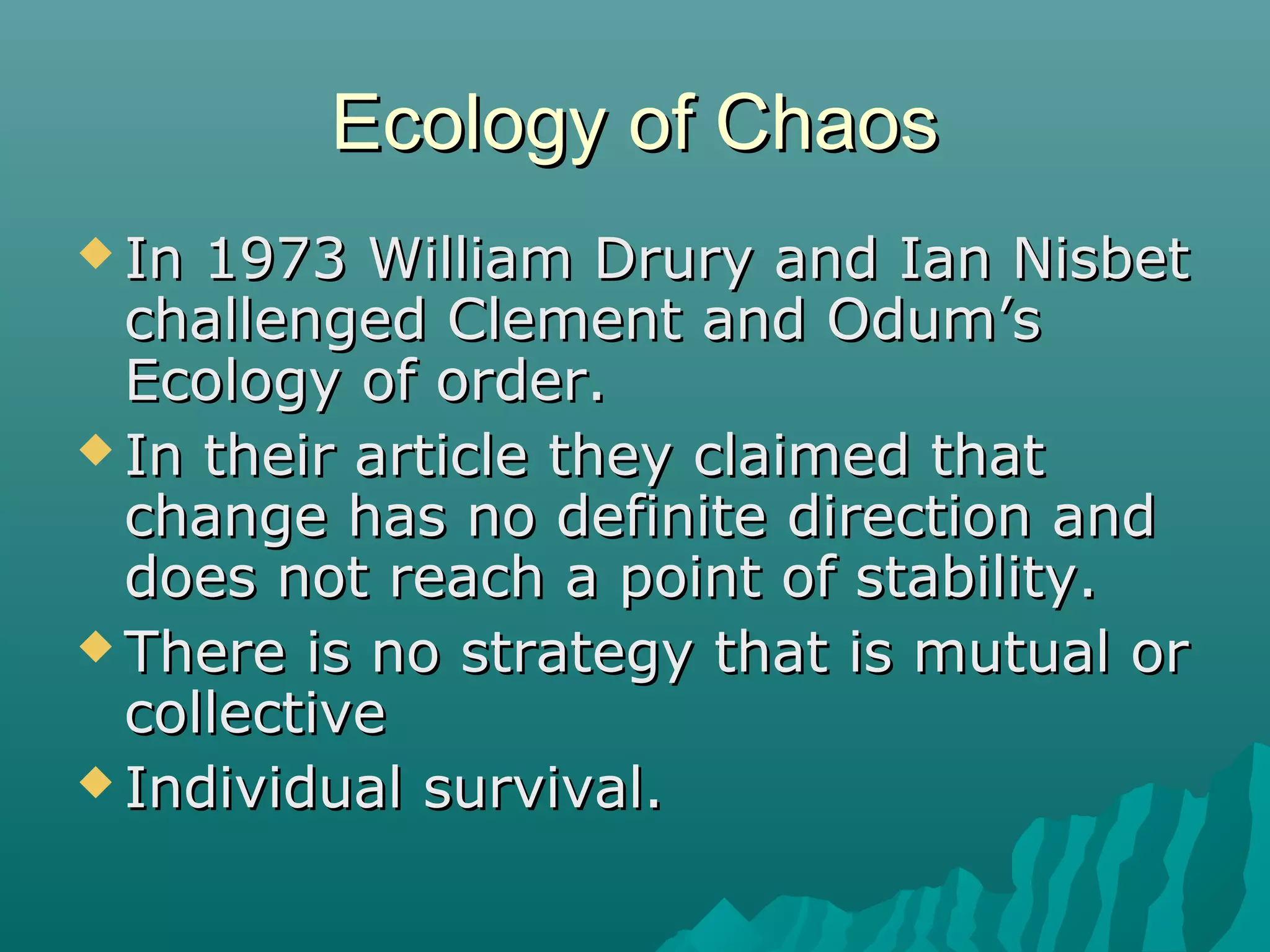 Ecology of Order and Chaos presentation | PPT