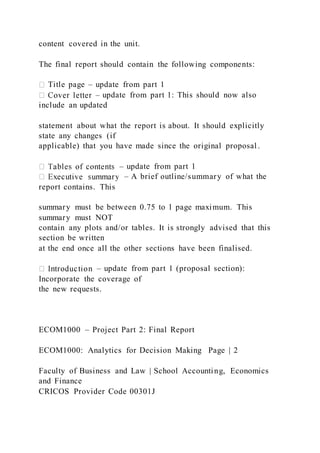 ECOM1000 – Project Part 2 Final Report ECOM1000 Analytic | DOCX | Educational Assessment | Education
