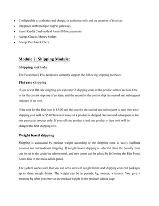 Online Store Modules | DOCX