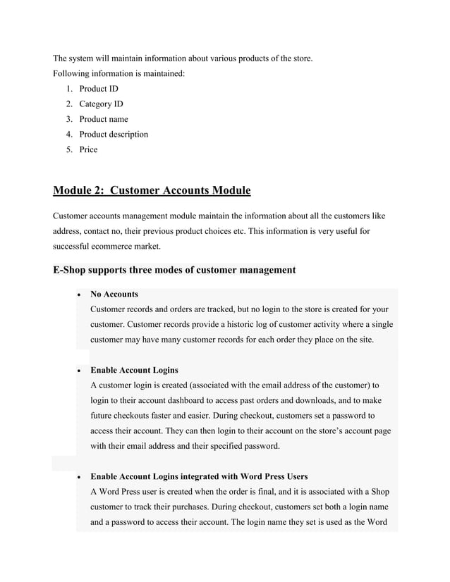 Online Store Modules | PDF