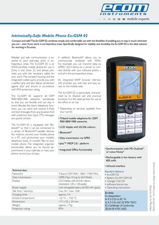Ecom Ex-GSM ATEX Certified Hazardous Area Mobile Phone | PDF
