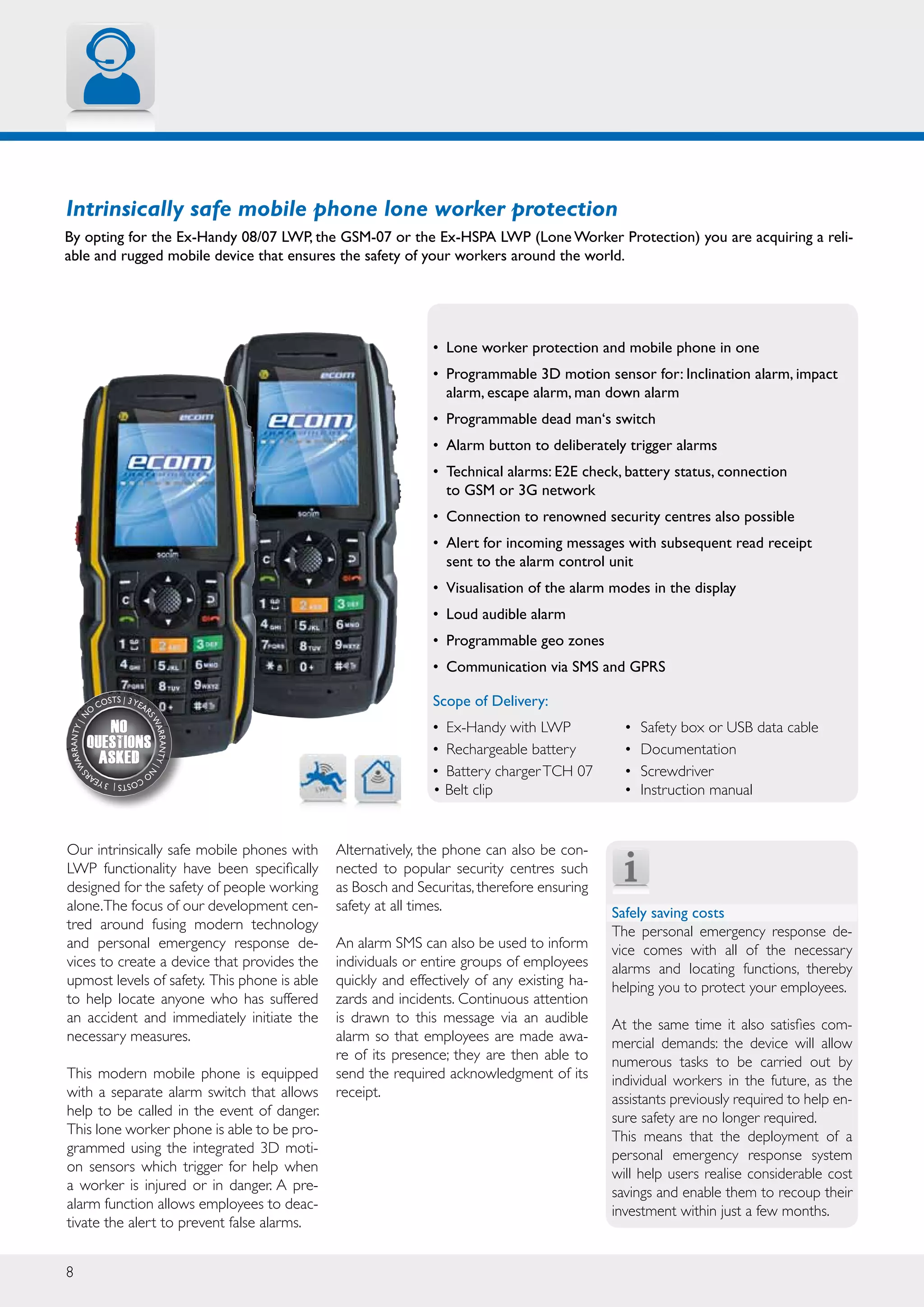 Ecom EX-Handy 08 ATEX Hazardous Area Mobile Phone Datasheet | PDF