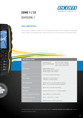 Ecom Ex-Handy 08 LWP - ATEX Hazardous Area Mobile Phone - Data Sheet | PDF