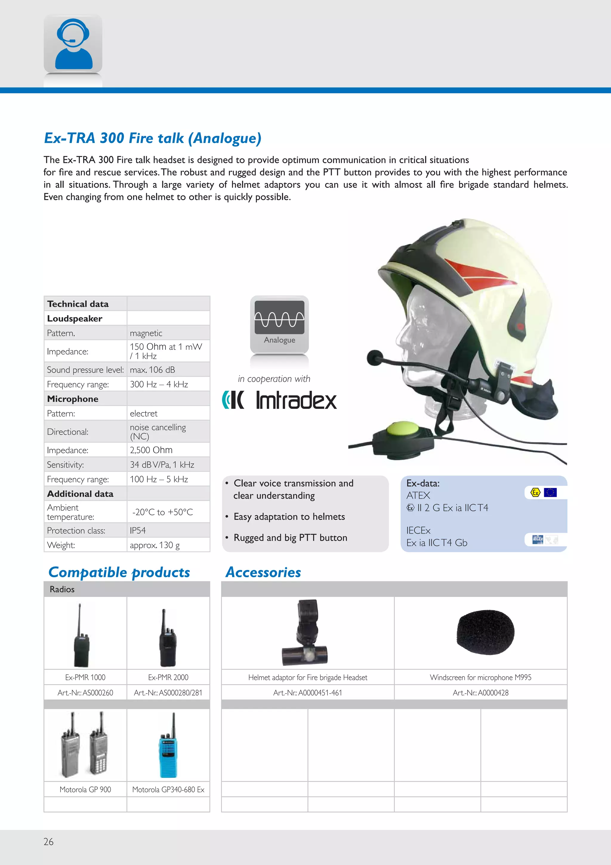 Ecom Ex-TRA300 ATEX Hazardous Area Headset Datasheet | PDF