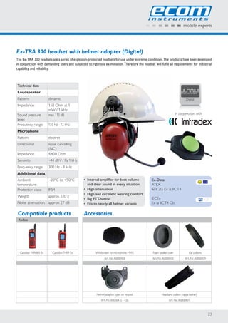 Ecom Ex-TRA300 ATEX Hazardous Area Headset Datasheet | PDF