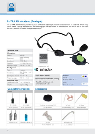 Ecom Ex-TRA300 ATEX Hazardous Area Headset Datasheet | PDF