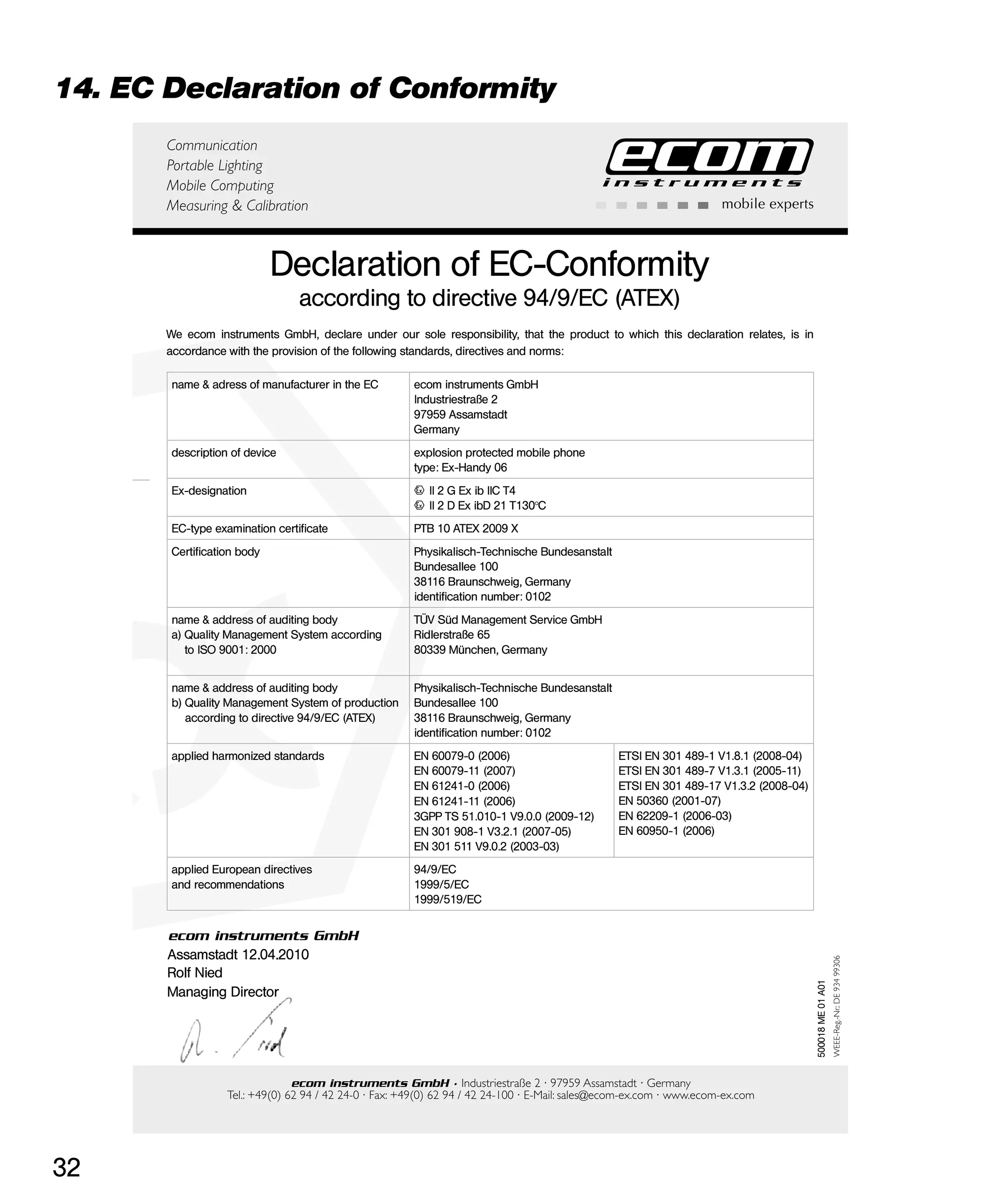 Ecom EX Handy 06 ATEX Certified Hazardous Area Mobile Phone | PDF
