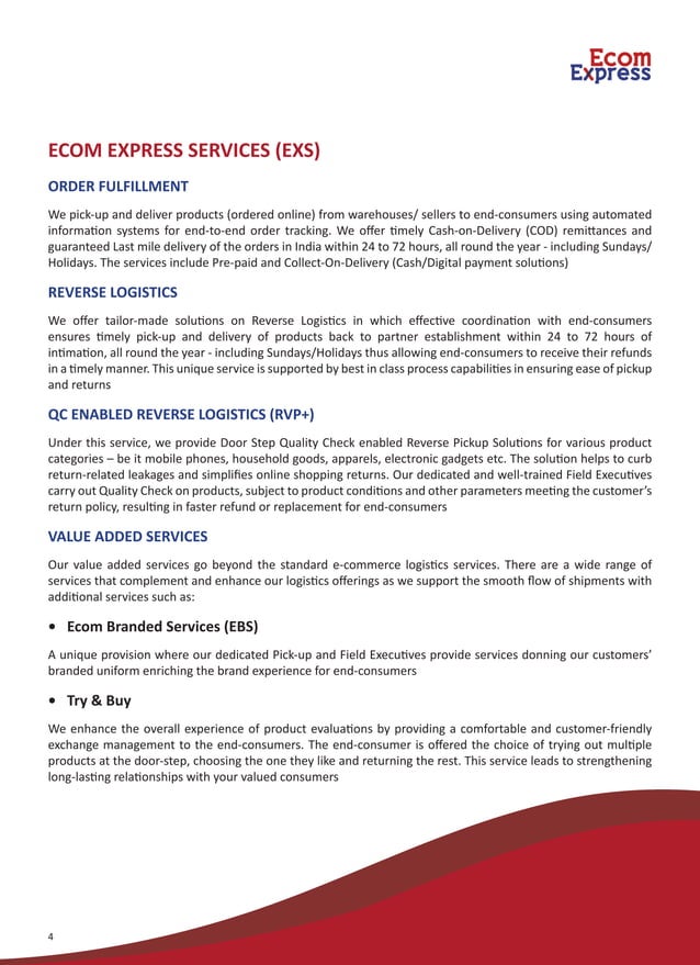 Ecom_Express_Brochure | PDF | Logistics and Transportation Industry | Industries