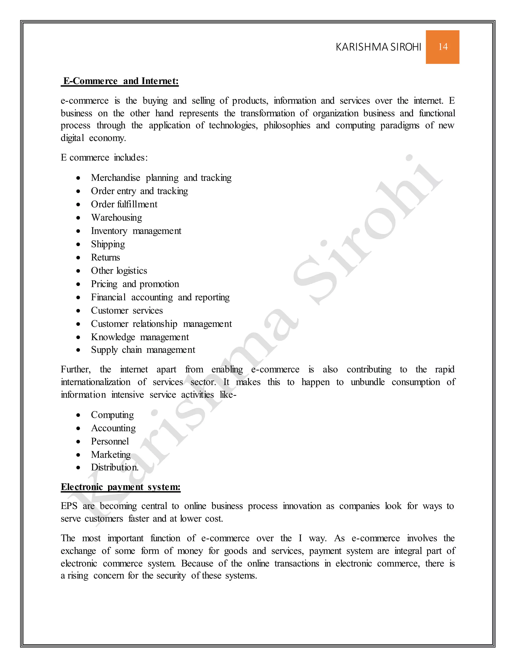 E commerce full notes for mba | DOCX