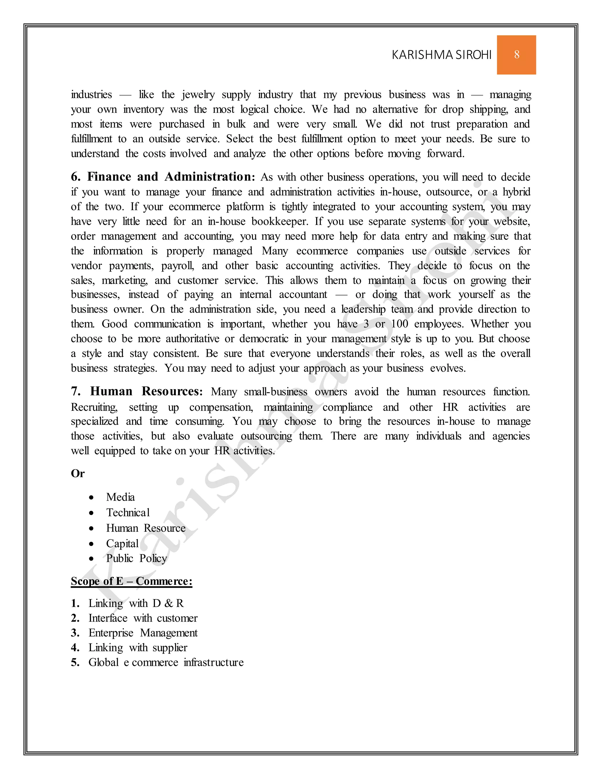 E commerce full notes for mba | DOCX