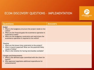 Ecommerce Pre-Kick-Off Discovery Questions | PPTX