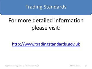 Regulations and Legislation for E-Commerce in the UK | PPTX | Internet ...
