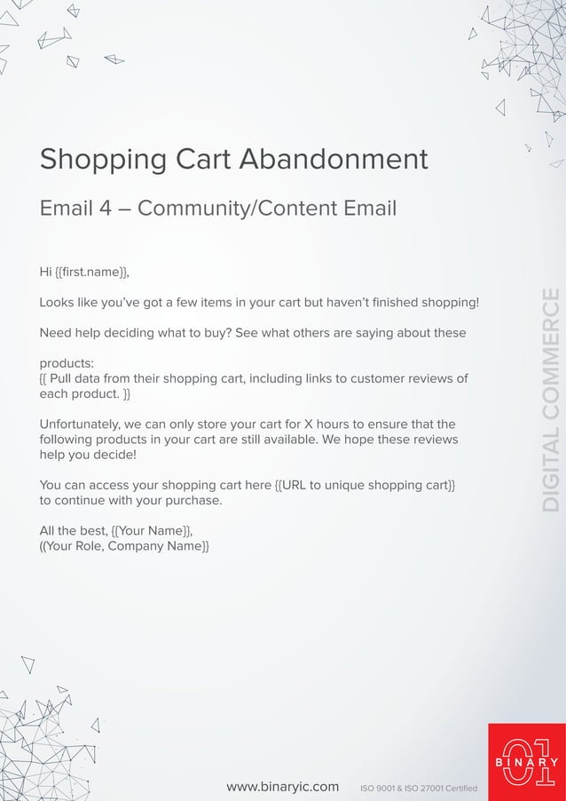 Ecommerce Email Cheat Sheets | PDF